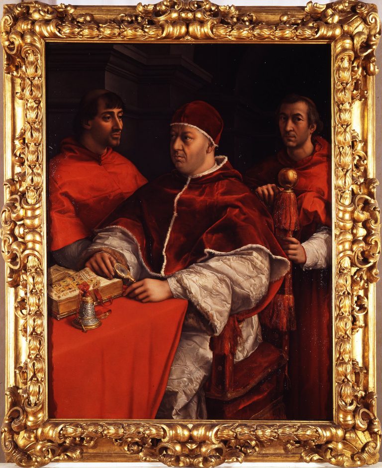 Portrait of Pope Leo X with Cardinals Giulio de’ Medici and Luigi de ...