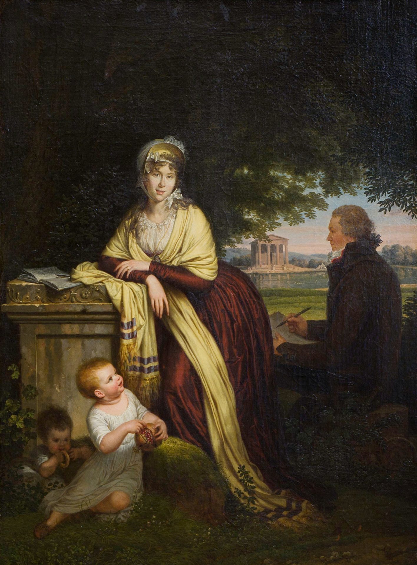 Self-portrait with his wife and two children | Nicholas Hall